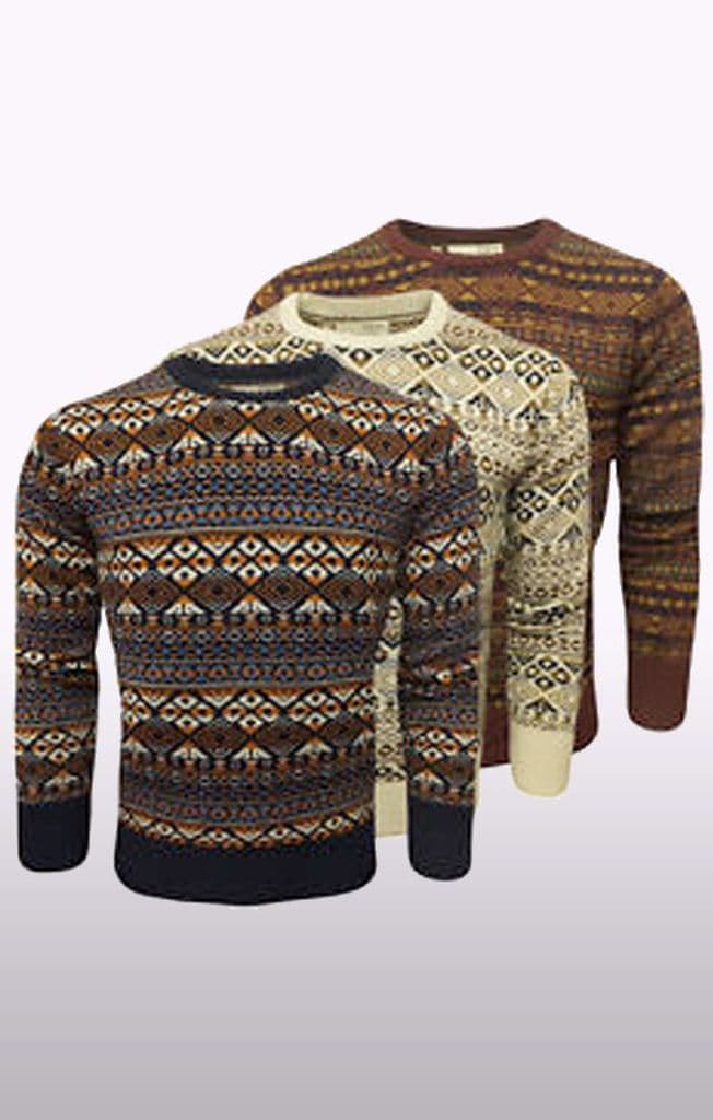MULTI-COLOUR PATTERN KNIT JUMPER